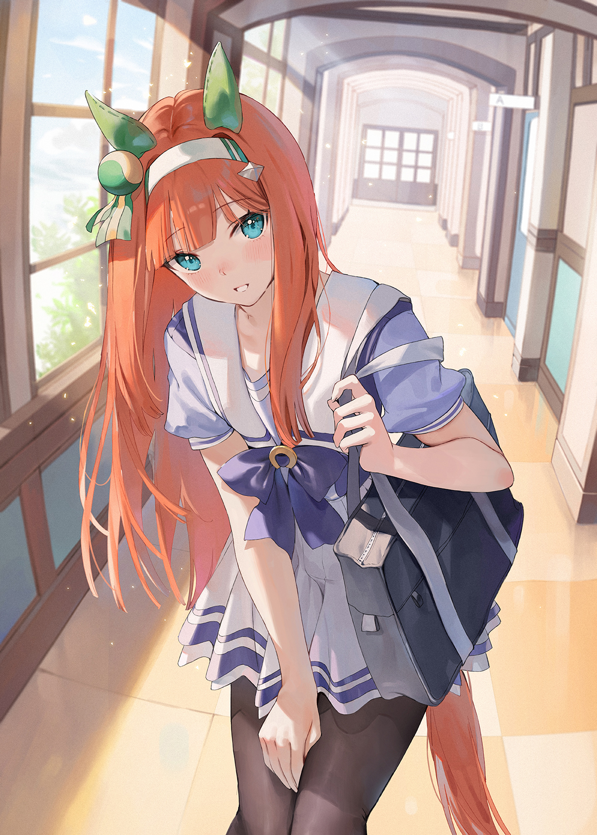 emyo uma musume pretty derby silence suzuka (umamusume) animal ears pantyhose seifuku tail ...